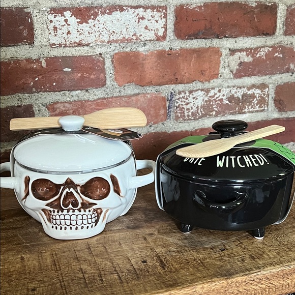Kitchen | Skull And Cauldron Ceramic Brie Cheese Baker Set | Poshmark